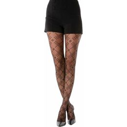 Cofi 1453 - Damen Strumpfhose mit Muster Nero Frauen Hose Socken N.1534 40 den schwarz s/m