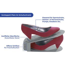 Wenko Maximex Schuhhalter 4er Set, 50% mehr Platz im Schuhschrank, Grau, Polystyrol grau - grau