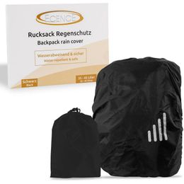 Ecence - 1x Regenschutz Rucksack 35-45L mit Aufbewahrungsbeutel Schwarz Regenhülle