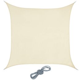 Sonnensegel, quadratisch, 2 x 2 m, konkav, PES-Gewebe, wasserabweisend, Sonnenschutz mit Spannseilen, beige - Relaxdays