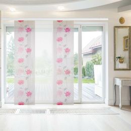 Bestlivings - Flächenvorhang Elena 3er Pack mit Druck / Motiv 60 x 260 cm (b x h) in Himbeere Floral, Schiebevorhang mit Print - Himbeere Floral