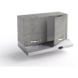 CAESAROO Küchenoberschrank Dunstabzugshaube 90x31xH48 cm aus Holz Grau Zement mit zwei Türen Grau