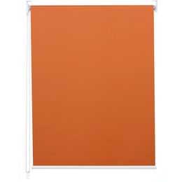 Neuwertig] Rollo HHG 322, Fensterrollo Seitenzugrollo Jalousie, Sonnenschutz Verdunkelung blickdicht 90x160cm orange - orange