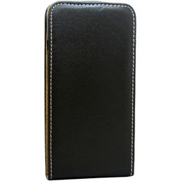 MARKENLOS Flip Case kompatibel mit iPhone 14 Pro Handy Tasche vertikal aufklappbar Schutzhülle Klapp Hülle Schwarz - Schwarz