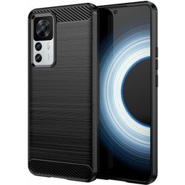 MARKENLOS Carbon Case Hülle kompatibel mit Xiaomi 12T flexible Silikon Carbon Hülle schwarz - Schwarz