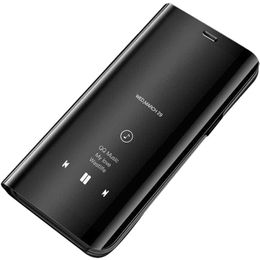MARKENLOS Clear View Case Hülle kompatibel mit Samsung Galaxy A24 4G Flip Cover schwarz