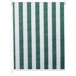 Rollo HHG 337, Fensterrollo Seitenzugrollo Jalousie, Sonnenschutz Verdunkelung blickdicht 100x160cm grün/weiß - multicolour