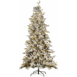 Beliani Weihnachtsbaum künstlich 210 cm Weiß Schneebedeckt mit Kunstschnee Ständer und LED-Beleuchtung Weihnachtszeit Weihnachten Wohnzimmer Modern - Grün
