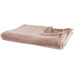 Beliani Kuscheldecke Rosa Polyester 200 x 220 cm Plüsch Decke Felloptik Schlafzimmer Wohnzimmer - Rosa