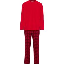 Calvin Klein Schlafanzug, grafisch, Langarm, für Herren, rot, M