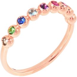 DoDo Damen Ring, 375er Roségold mit 2 Diamanten, Saphir, Rubin, Tsavorit, Amethyst und Topas, roségold