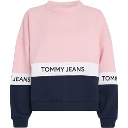 Tommy Jeans Sweatshirt, Logo-Print, Rippbündchen, für Damen, pink, L