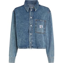 Calvin Klein Jeans Jeansjacke, Blusenkragen, Brusttasche, für Damen, blau, M