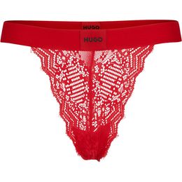 Hugo String, Spitze, Logobund, für Damen, rot, XS