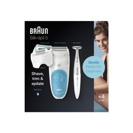 Braun Silk-épil 5 5-810 Epilierer für Frauen für eine sanfte Haarentfernung, weiß/türkis