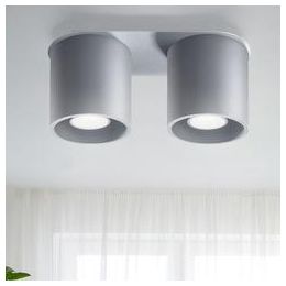 Deckenstrahler modern Designer Küchenlampen Strahler 2 flammig Deckenlampe Spots, Aluminium grau, 2x GU10, LxH 26 x 12 cm