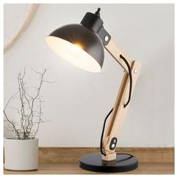 Schreib Tisch Lampe Holz Hell Metall Schwarz Leuchte Spot Beweglich Beleuchtung