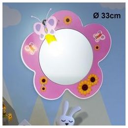 Wand Spiegel Lampe Kinder Zimmer Beleuchtung Mädchen Blumen Design Leuchte pink