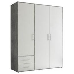 Kleiderschrank Schlafkontor "Valencia" Schränke Gr. B/H/T: 155cm x 195cm x 60cm, 3 St., weiß (beton hell / weiß)