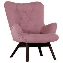 Ohrensessel GUTMANN FACTORY "Zero" Sessel Gr. Flachgewebe-Polyester, Beine antikfarben, B/H/T: 80cm x 94cm x 96cm, rosa (rose antik)