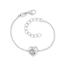 Armband Herzengel "Schmuck Geschenk, Armkette, Angeli-Herz, HEB-ANGELI-HEART" Armbänder Gr. Silber 925 (Sterlingsilber), silberfarben Mädchen Mädchenschmuck