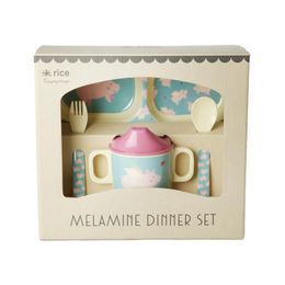 Rice Melamin-Geschirrset BABY FLYING PIG 4-teilig in pink