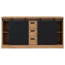 Sideboard FORTE Sideboards Gr. B/H/T: 173,3cm x 88,2cm x 52cm, 3 St., schwarz (waterford eiche/schwarz)