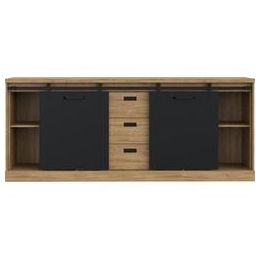 Sideboard FORTE Sideboards Gr. B/H/T: 213,4cm x 88,2cm x 52cm, 3 St., schwarz (waterford eiche/schwarz)