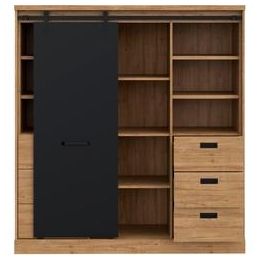 Highboard FORTE Sideboards Gr. B/H/T: 148,4cm x 160,2cm x 52cm, 6 St., schwarz (waterford eiche/ schwarz)