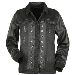 Black Premium by EMP Jeans Jacket With Faux Leather Details Jeansjacke schwarz in XS