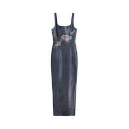 Bershka Kleid Damen Größe 40 taubenblau / hellgrün / rosa Winterkleid
