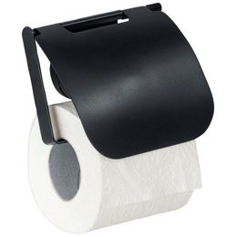 Wenko Toilettenpapierhalter Static-Loc® Plus Pavia, mit Deckel, Befestigen ohne Bohren, schwarz