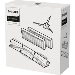Philips Bodenwischer-Set XV1433/00 (Packung, 4-St), für Saugroboter XU3000/02, XU3110/02 mit 2x Filter, 1x Seitenbürsten, bunt