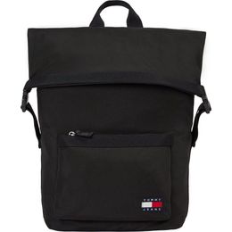 Tommy Jeans Cityrucksack TJM DAILY ROLLTOP BACKPACK, Freizeitrucksack Freizeit-Bag Schulrucksack Recycelte Materialien, schwarz