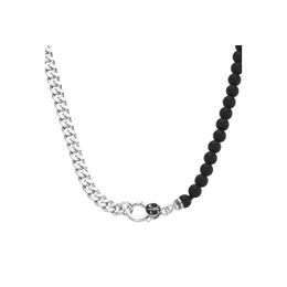 Giorgio Martello MILANO Collier Panzerkette, schwarzer Achat oder Perle, Silber 925, schwarz