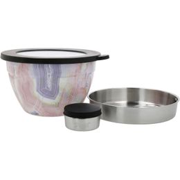 S'well S'well Salatschüssel S'well Calacatta Gold Salad Bowl Kit, 1.9L, Edelstahl, (3-tlg), Therma-S'well®-Technologie mit vakuumisolierten Außenschale, rosa