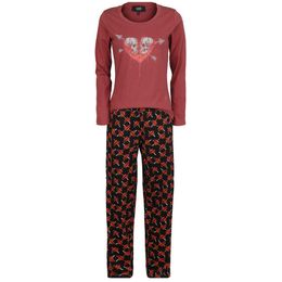 Black Premium by EMP Pyjama with Skull and Heart Print Schlafanzug bordeaux in L