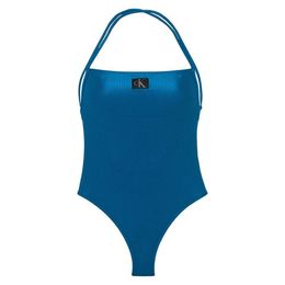Calvin Klein Swimwear Badeanzug mit CK Label auf der Brust, blau