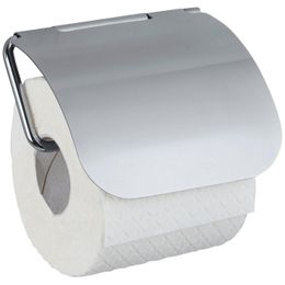 Wenko Toilettenpapierhalter Static-Loc® Plus Osimo, mit Deckel, Befestigen ohne Bohren, silberfarben