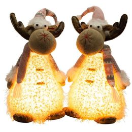 Christmas Paradise Weihnachtsfigur leuchtender Elch 40cm (55cm) (Dekofigur mit LED, 2 St., stehend), rosa Rentier, 2 Designs, Weihnachtsdeko
