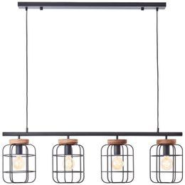 Brilliant Pendelleuchte Gwen, ohne Leuchtmittel, 158 x 20 x 115 cm, 4 x E27, kürzbar, Metall/Holz, schwarz/braun