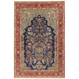 Nain Trading Orientteppich Ghom 131x201 Handgeknüpfter Orientteppich / Perserteppich, rechteckig, Höhe: 10 mm, rot