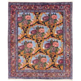 Nain Trading Orientteppich Sanandaj 129x150 Handgeknüpfter Orientteppich / Perserteppich, rechteckig, Höhe: 12 mm, rot