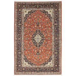 Nain Trading Orientteppich Keshan 139x214 Handgeknüpfter Orientteppich / Perserteppich, rechteckig, Höhe: 12 mm, braun|rot