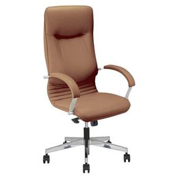 Nowy Styl Bürostuhl 1 Bürodrehstuhl Chefsessel NOVA STEEL Aluminum Leder - braun