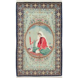 Nain Trading Orientteppich Keshan 130x216 Handgeknüpfter Orientteppich / Perserteppich, rechteckig, Höhe: 8 mm, beige|grau