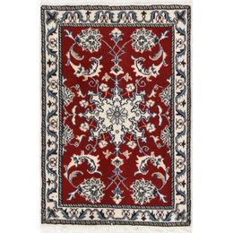 Nain Trading Orientteppich Nain 56x90 Handgeknüpfter Orientteppich / Perserteppich, rechteckig, Höhe: 12 mm, beige|grau|rot