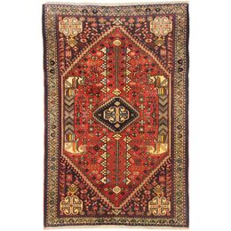 Nain Trading Orientteppich Ghashghai 96x147 Handgeknüpfter Orientteppich / Perserteppich, rechteckig, Höhe: 12 mm, braun|rot