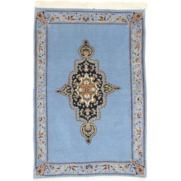Nain Trading Orientteppich Ghom 111x161 Handgeknüpfter Orientteppich / Perserteppich, rechteckig, Höhe: 10 mm, blau