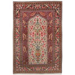 Nain Trading Orientteppich Ghom 141x206 Handgeknüpfter Orientteppich / Perserteppich, rechteckig, Höhe: 10 mm, braun|rot